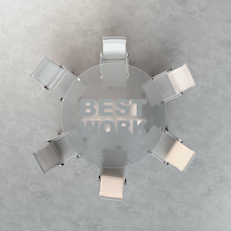 Empty Workspace on Glass PLAN Table. Top View. High Resolution Render ...