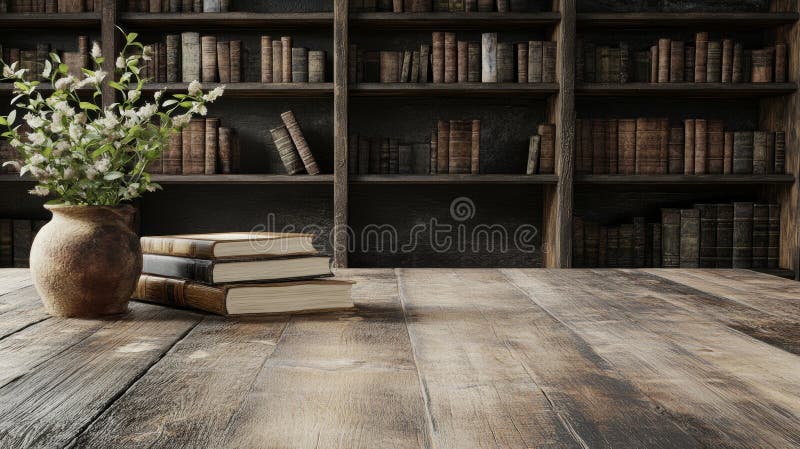 An Empty Workspace in a Modern Office Includes a Table and Shelves that ...