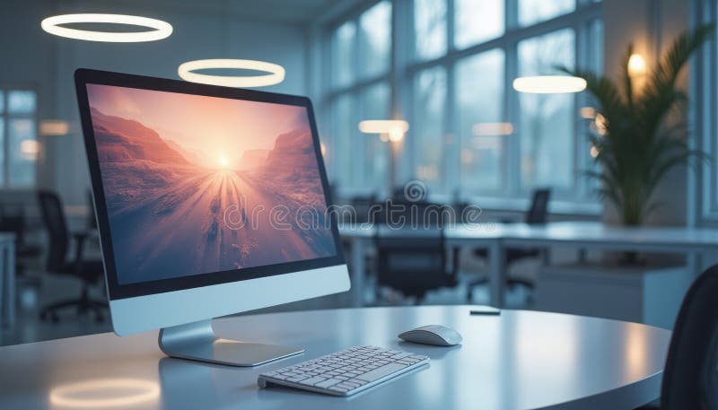 Empty Workspace in Modern Office Stock Photo - Image of quiet, modern ...