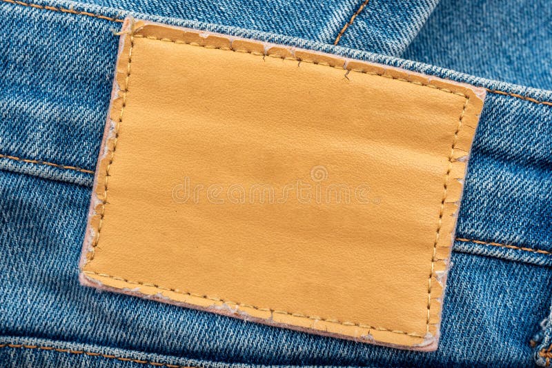 Empty Worn Leather Patch on Blue Jeans. Empty Space for Writing Stock ...