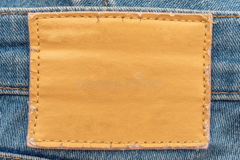 Empty Worn Leather Patch on Blue Jeans. Empty Space for Writing Stock ...