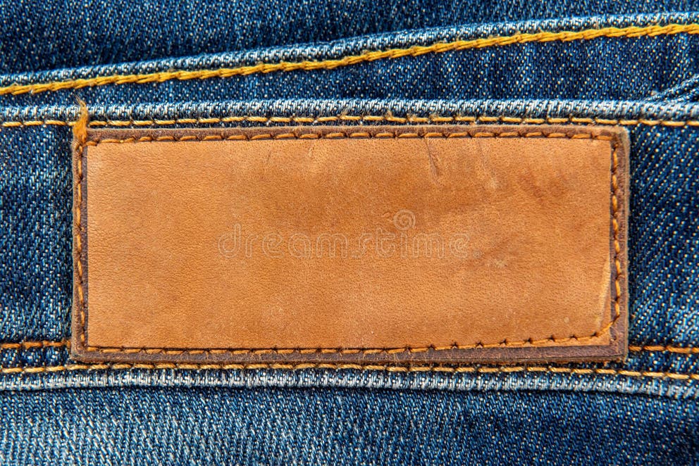 Empty Worn Leather Patch on Blue Jeans. Empty Space for Writing Stock ...
