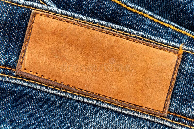 Empty Worn Leather Patch on Blue Jeans. Empty Space for Writing Stock ...