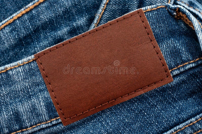 Empty Worn Leather Patch on Blue Jeans. Empty Space for Writing Stock ...