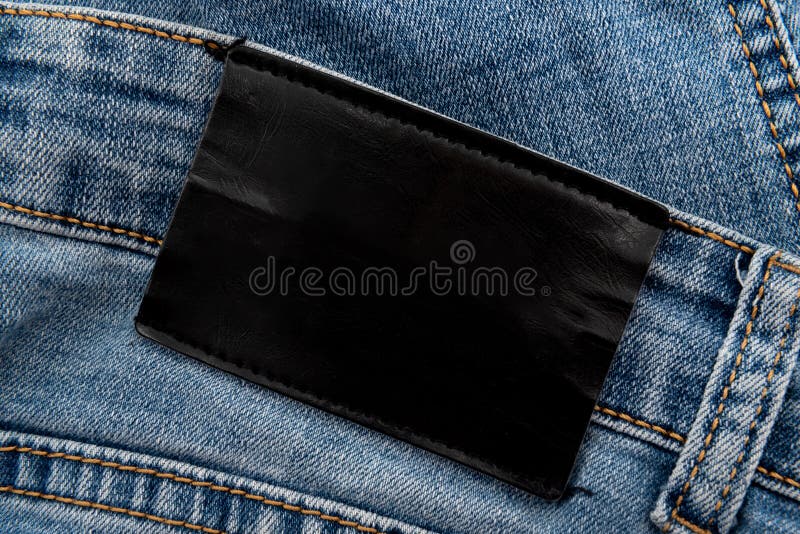 Empty Worn Leather Patch on Blue Jeans. Empty Space for Writing Stock ...