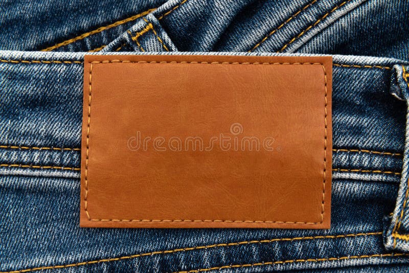 Empty Worn Leather Patch on Blue Jeans. Empty Space for Writing Stock Photo - Image of industry ...