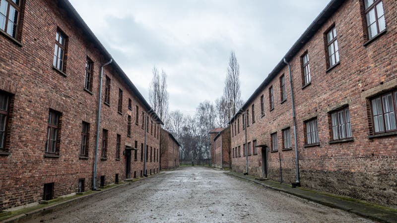 Empty Yard at the Auschwitz Museum from Poland, Oswiecim Editorial ...