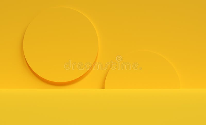 Empty Yellow Background Room Space and Wall with Circles Stock ...