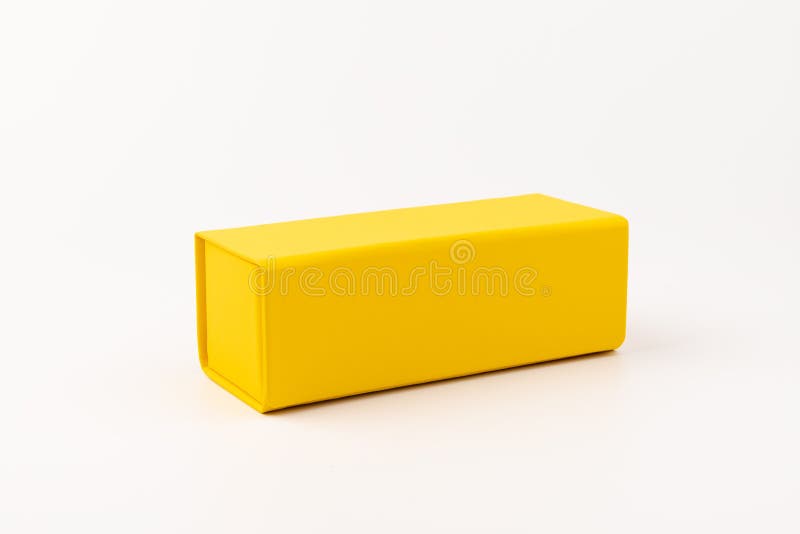Empty Yellow Box, Isolated on White Background Stock Photo - Image of ...