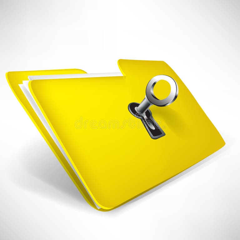 Empty Yellow Folder with Key Stock Vector - Illustration of folder ...