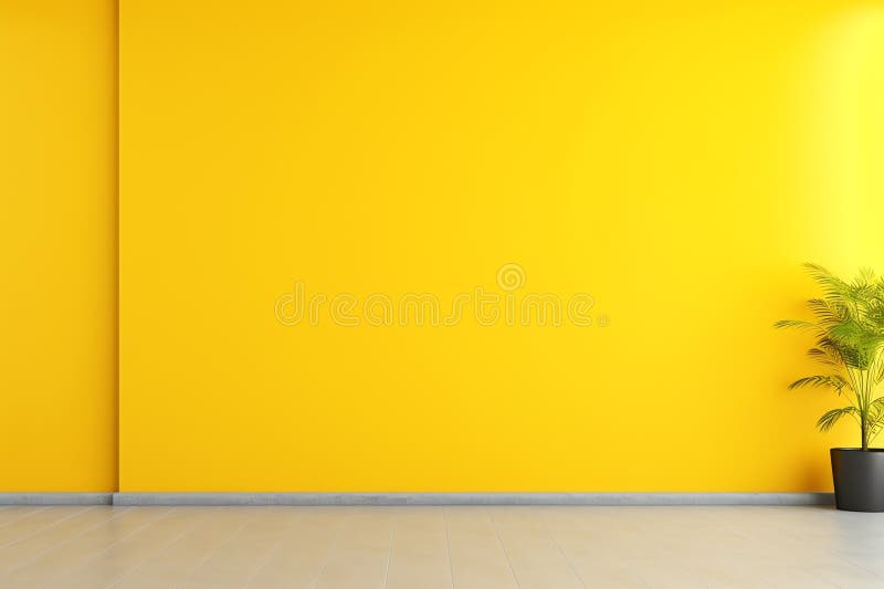 Empty Yellow Office Wall for Logo Stock Illustration - Illustration of ...