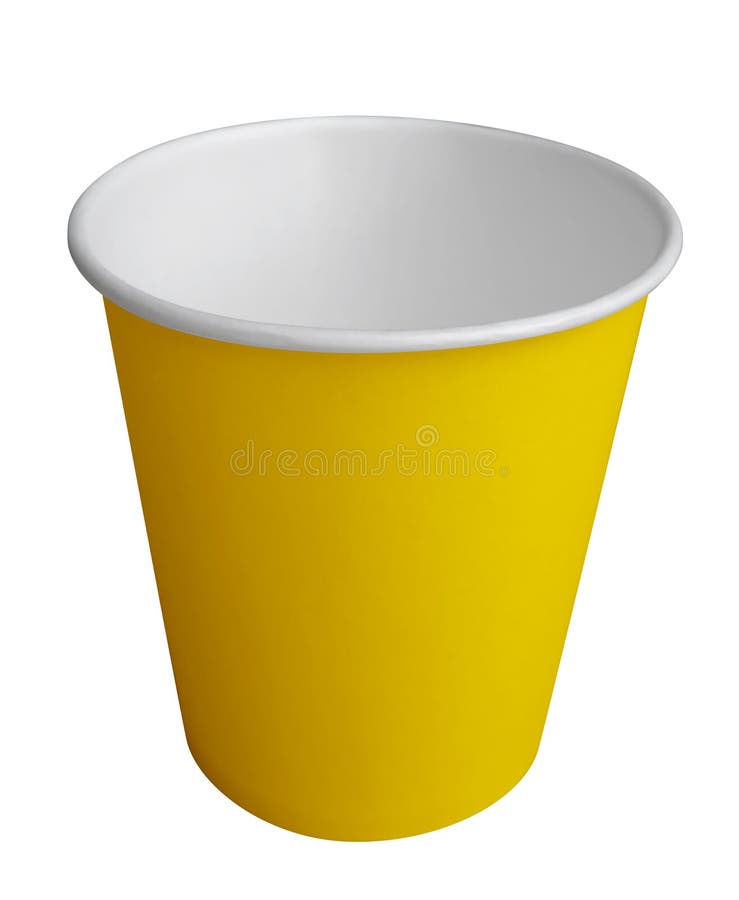 Empty yellow paper cup stock photo. Image of isolated - 161964394