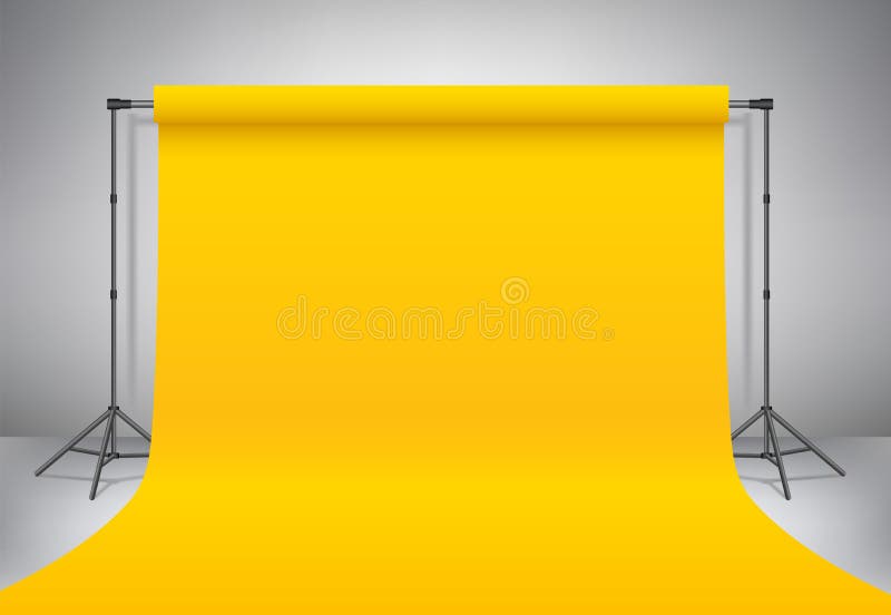 Empty Yellow Photo Studio. Realistic Vector Template Mock Up. Backdrop ...