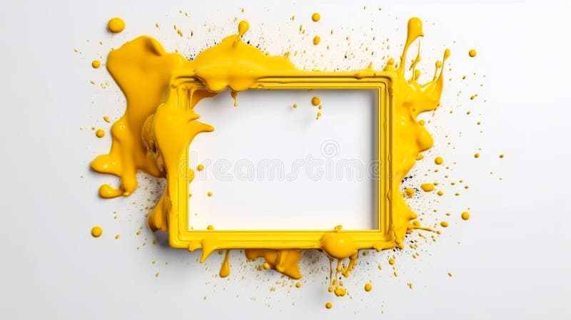 Empty Yellow Picture Frame with Yellow Paint Splash. Stock Photo ...