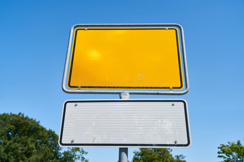 Empty Yellow Place-name Sign in Germany in Front of the Sky Stock Photo ...