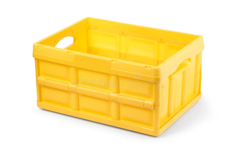 Empty Yellow Plastic Crate Isolated Stock Photo - Image of clipping ...