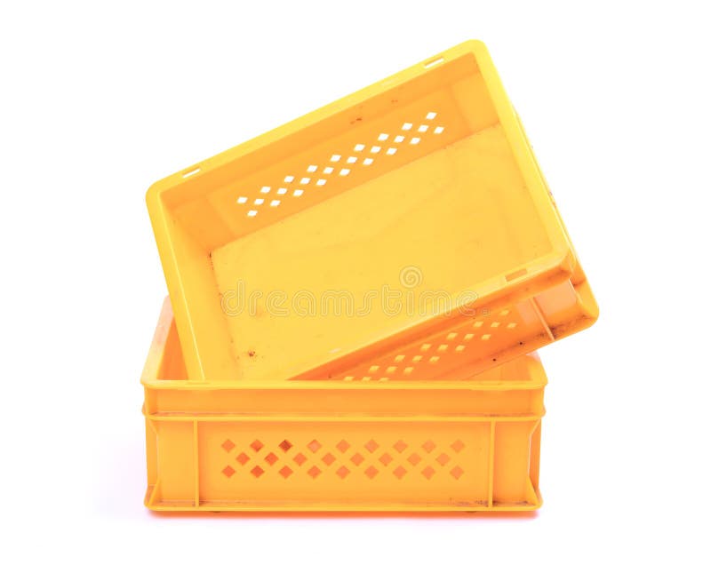 Empty Yellow Plastic Crates Stock Image - Image of food, color: 136056885