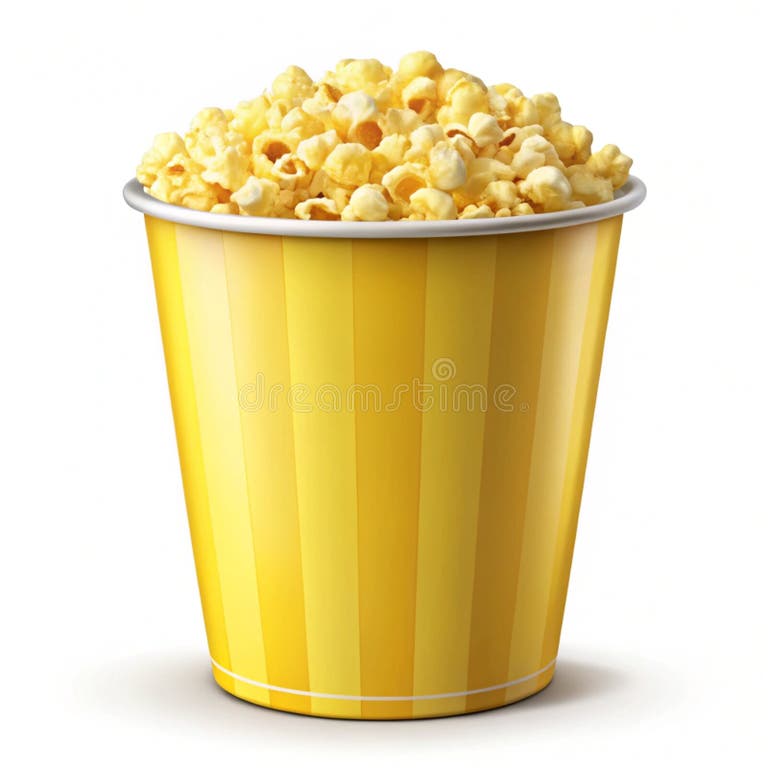 Empty Yellow Popcorn Bucket Isolated on White Background Stock ...