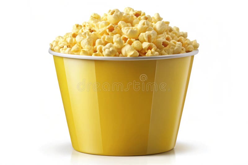 Empty Yellow Popcorn Bucket Isolated on White Background Stock ...