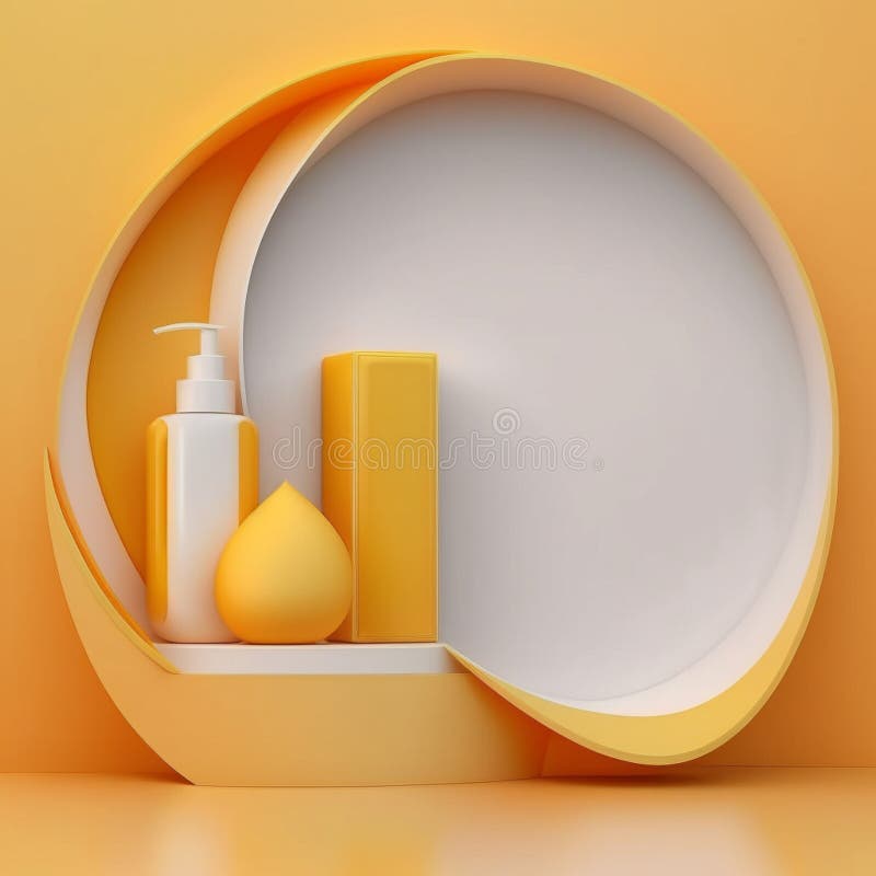 Empty Yellow Product Background with Abstract, Generative AI Stock ...