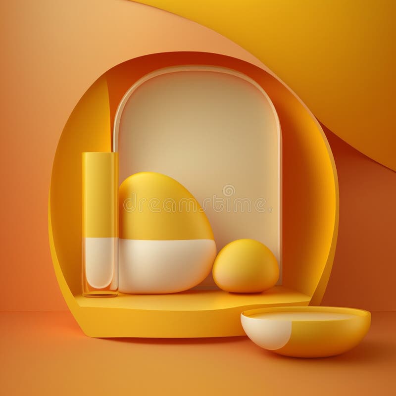 Empty Yellow Product Background with Abstract, Generative AI Stock ...