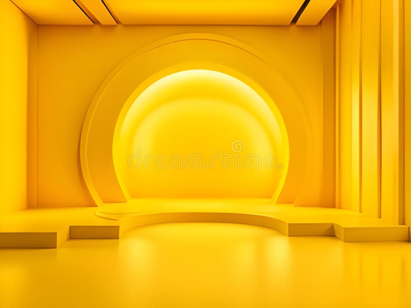 Empty Yellow Room with Abstract Background. 3d Render, Illustration ...
