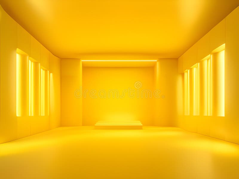 Empty Yellow Room Interior Design with Yellow Wall and Floor. 3d ...