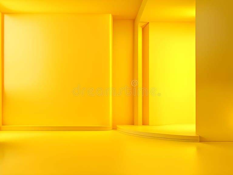 Empty Yellow Room Interior Design with Yellow Wall and Floor. 3d ...