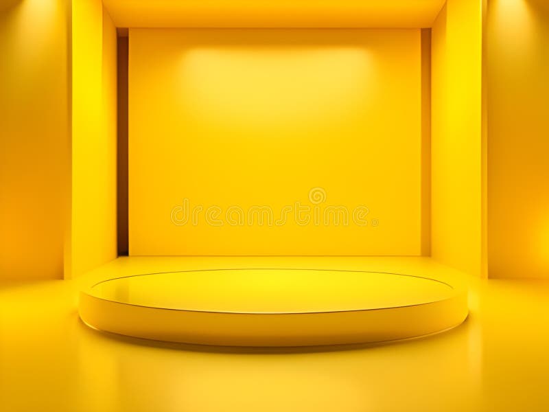 Empty Yellow Room Interior Design with Yellow Wall and Floor. 3d ...