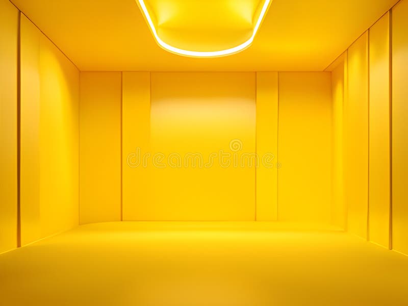 Empty Yellow Room Interior Design with Yellow Wall and Floor. 3d ...
