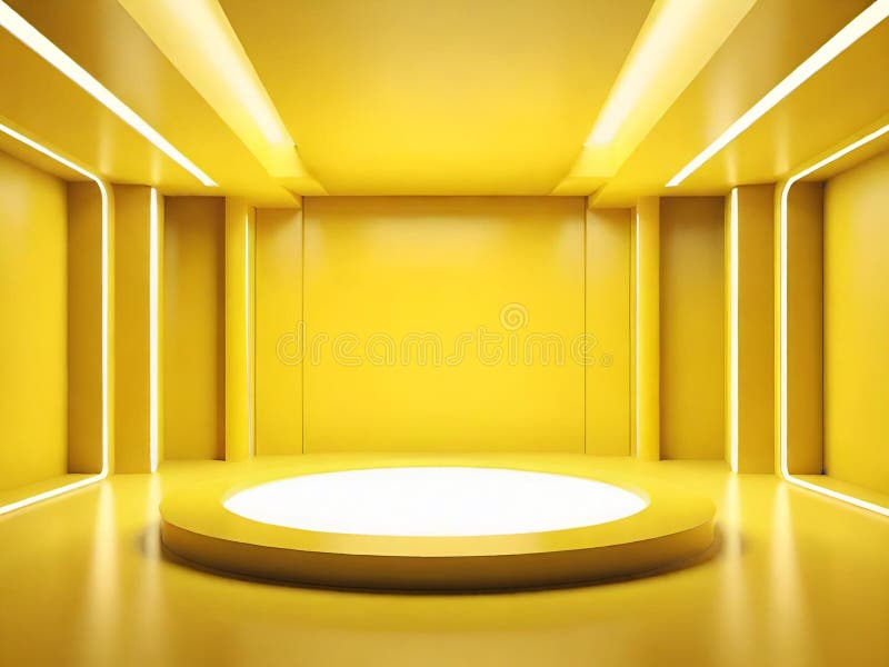Empty Yellow Room with Light. 3d Illustration Stock Illustration ...