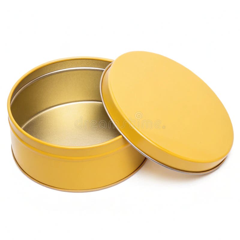 Empty Yellow Round Tin Box for Candies Isolated on Transparent ...