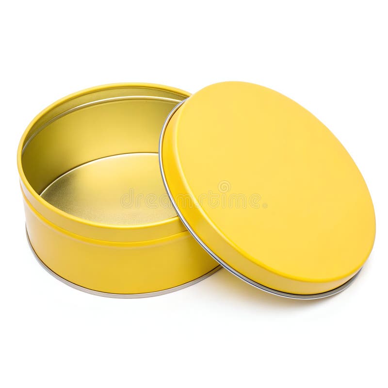 Empty Yellow Round Tin Box for Candies Stock Illustration ...