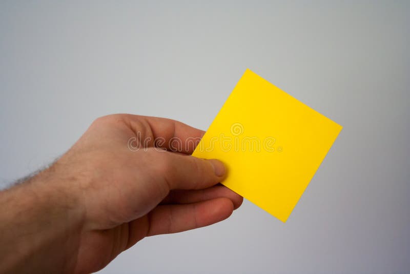 Empty Yellow Sticky Note in Human Fingers. Stock Image - Image of note ...