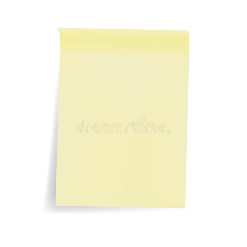 Empty Yellow Sticky Note Sheet, Blank Self Stick Pad - Vector Mo Stock ...