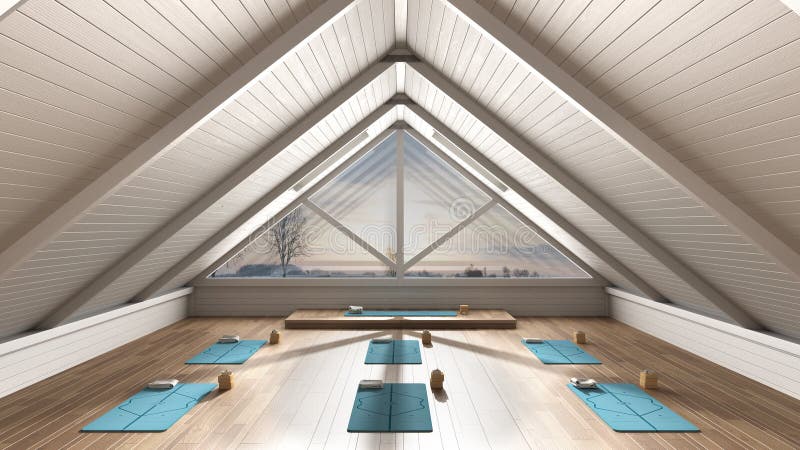 Empty Yoga Studio Interior Design Architecture, Minimal Open Space ...