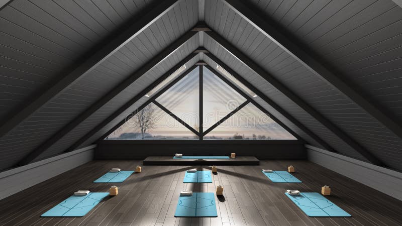 Empty Yoga Studio Interior Design Architecture, Minimal Open Space ...