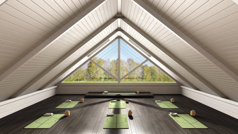 Empty Yoga Studio Interior Design Architecture, Minimal Open Space ...