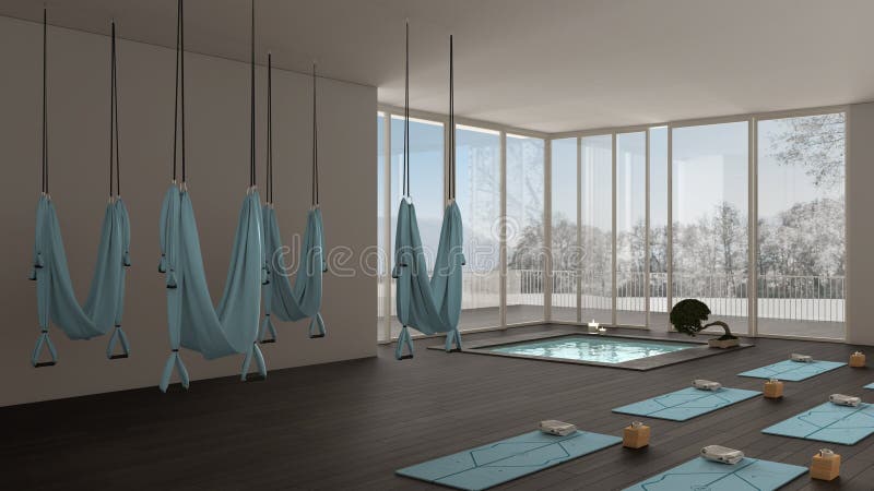 Empty Yoga Studio Interior Design, Minimal Open Space with Mats ...