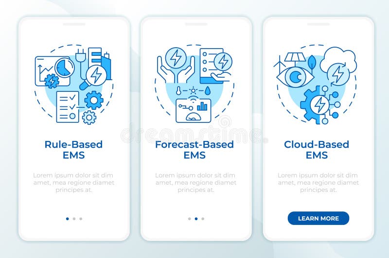 EMS Types Blue Onboarding Mobile App Screen Stock Vector - Illustration ...