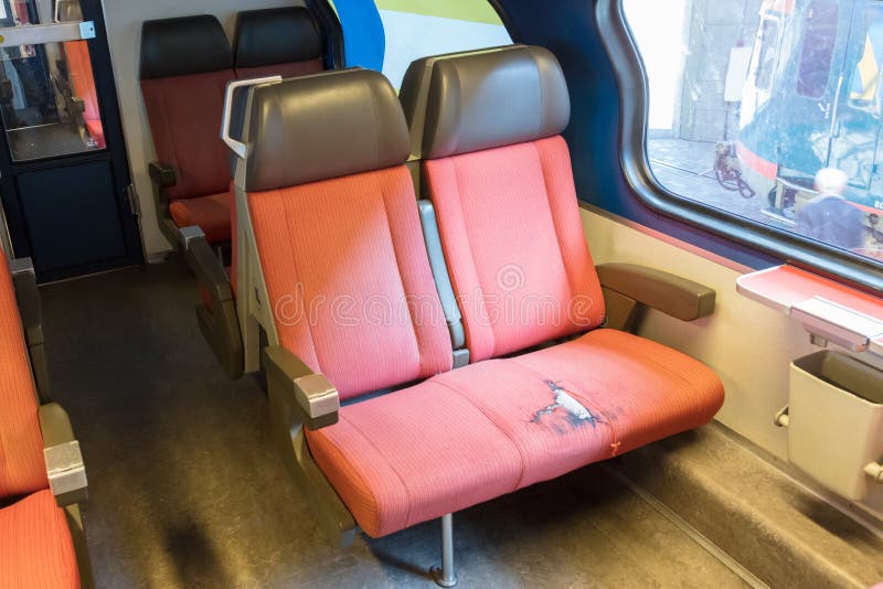 Emtpy Interior of an Old Dutch Train Stock Photo - Image of broken ...