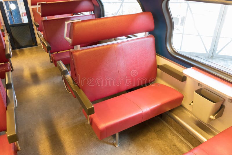 Emtpy Interior of an Old Dutch Train Stock Image - Image of passenger ...