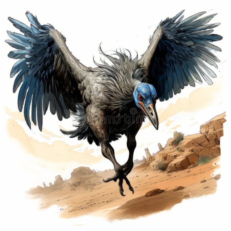 Emu in Flight: a Comic Book Style Illustration by Travis Charest Stock ...