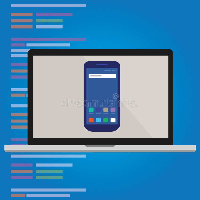 Emulator Smart-phone on Laptop Computer Screen Mobile Application ...