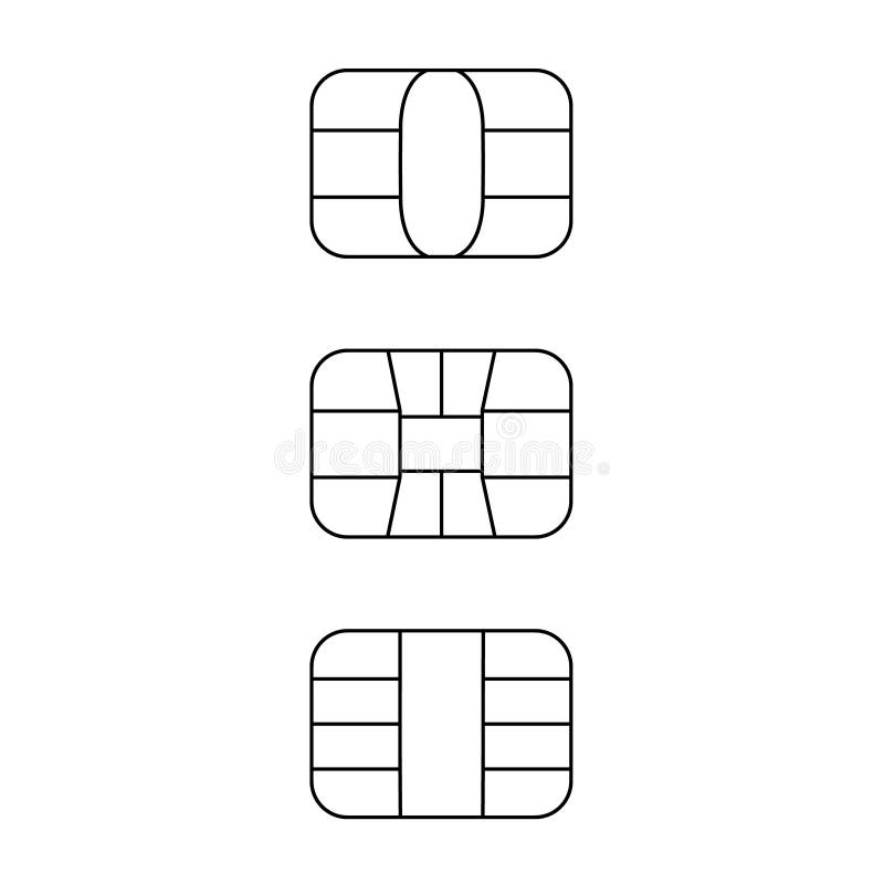 EMV Chip Line Icon Set. Vector Black Symbol Illustration For Credit And ... EMV Chip Line Icon Set. Vector Black Symbol Illustration For Credit And ...