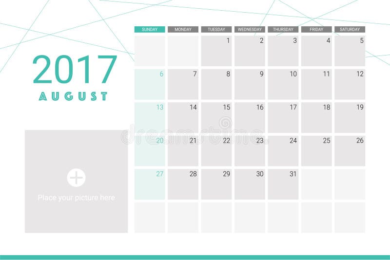 En Agosto De 2017 Calendario Ilustración del Vector - Ilustración de ...