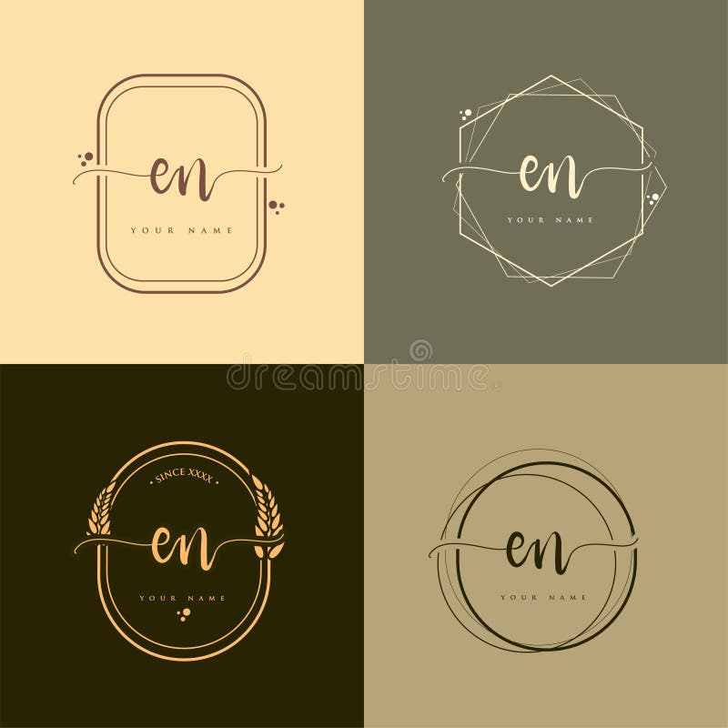 EN Initial Handwriting Logo Vector Sets. Hand Lettering Initials Logo ...
