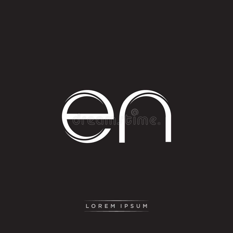 EN Initial Letter Split Lowercase Logo Modern Monogram Template Isolated on Black White Stock ...