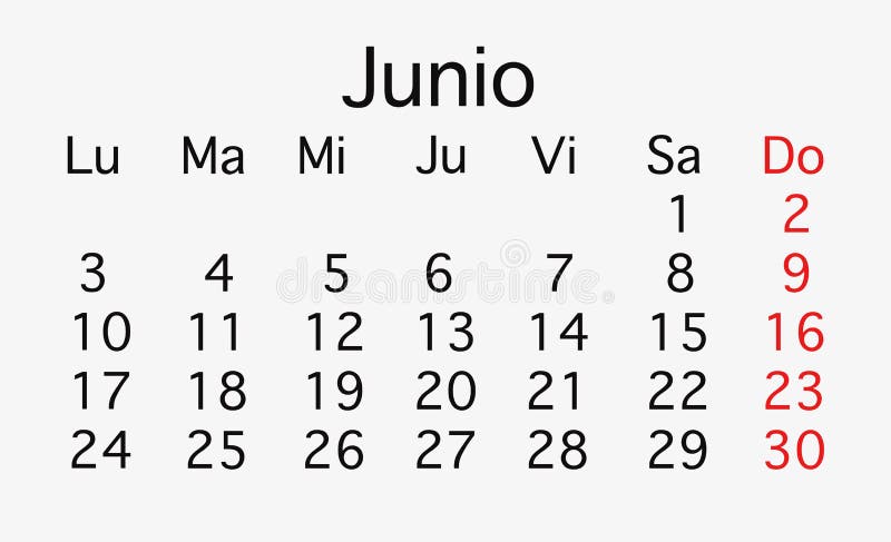 En Junio De 2019 Calendario De Cepillado Stock de ilustración ...