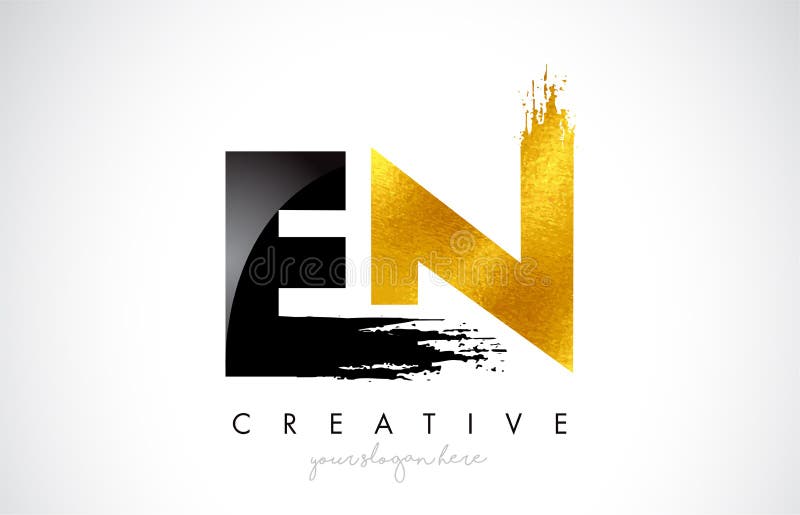 EN Letter Design with Brush Stroke and Modern 3D Look Stock Vector ...